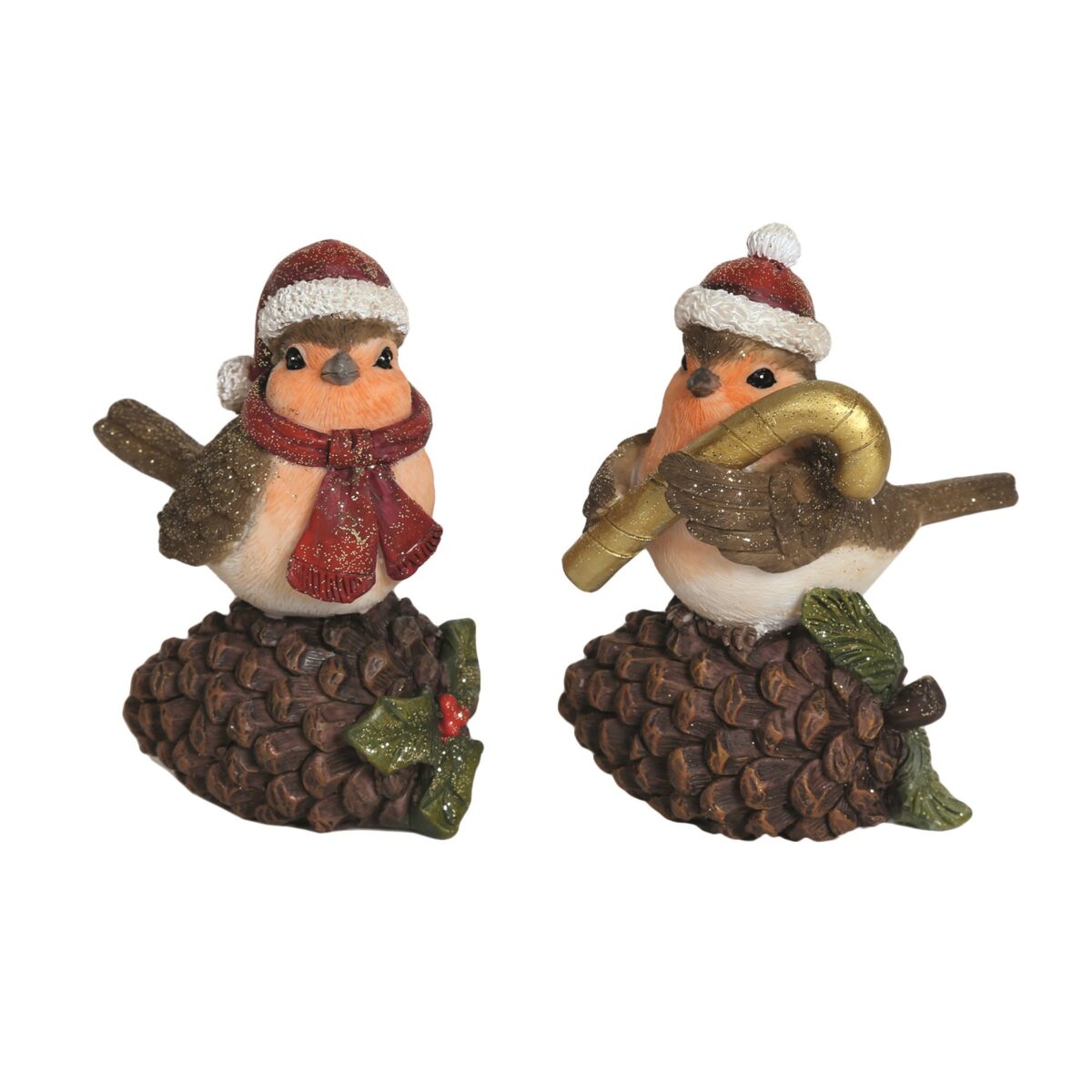 Pine Cone Robins Figurine 10.5cm 2 Assorted – Hollygrove